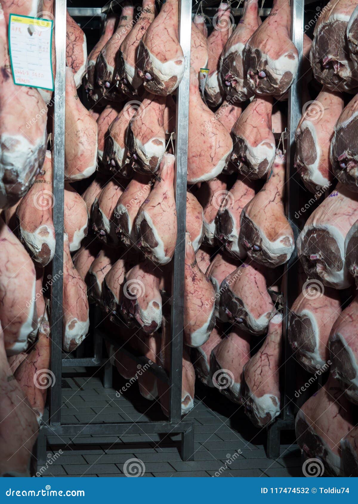 Thighs of Ham during the Drying Process Inside a Temperature and Stock ...