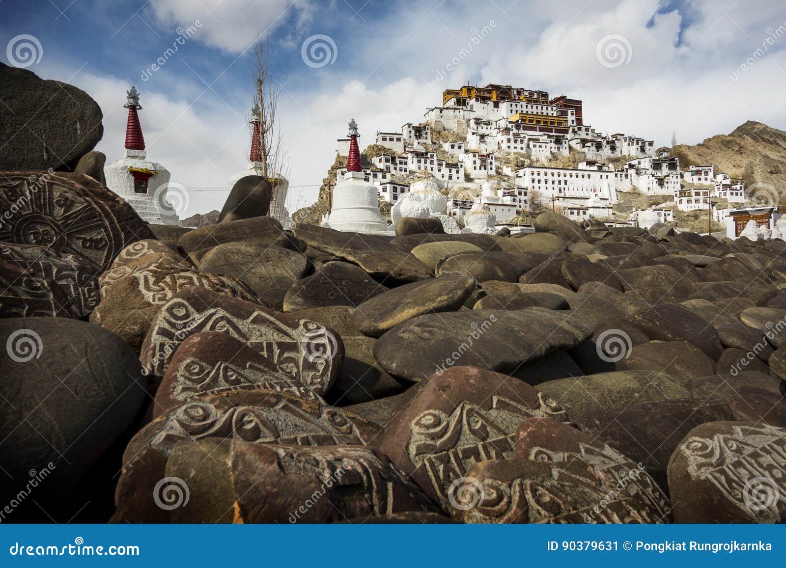Thikse Monastery in Leh, India Stock Image - Image of bottom, stupa ...