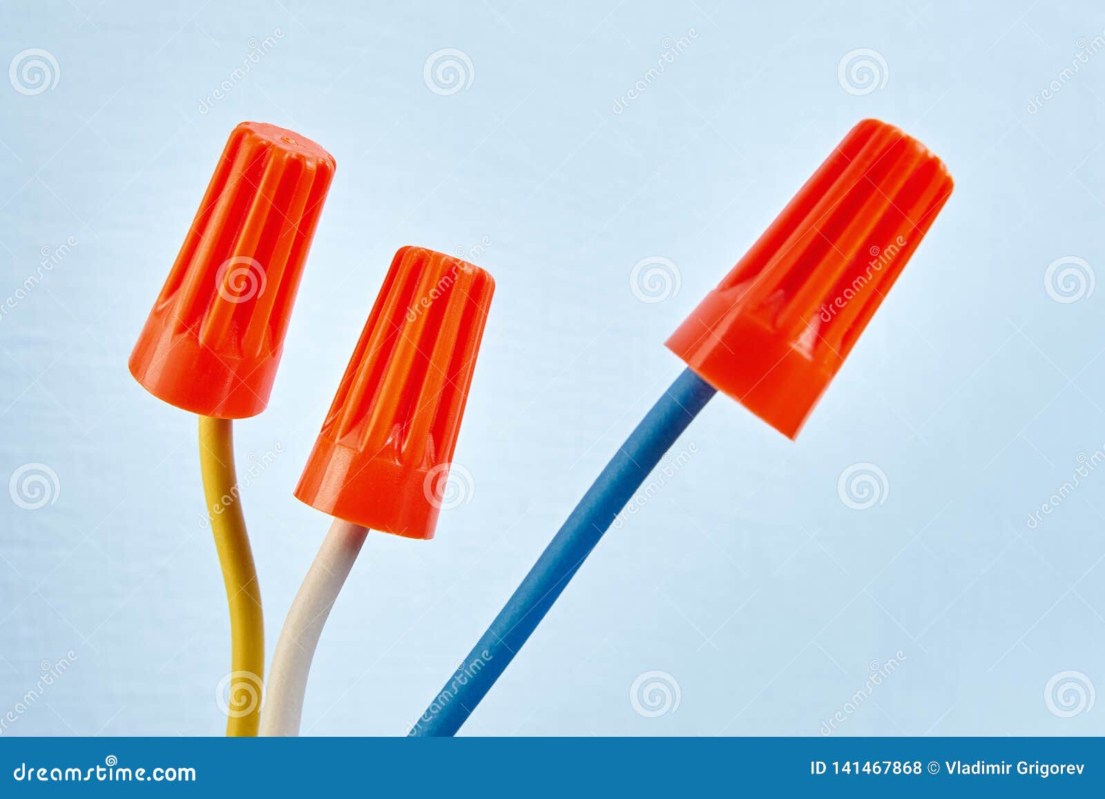 Thimble Connectors on Three Wires Stock Photo - Image of color, circuit ...