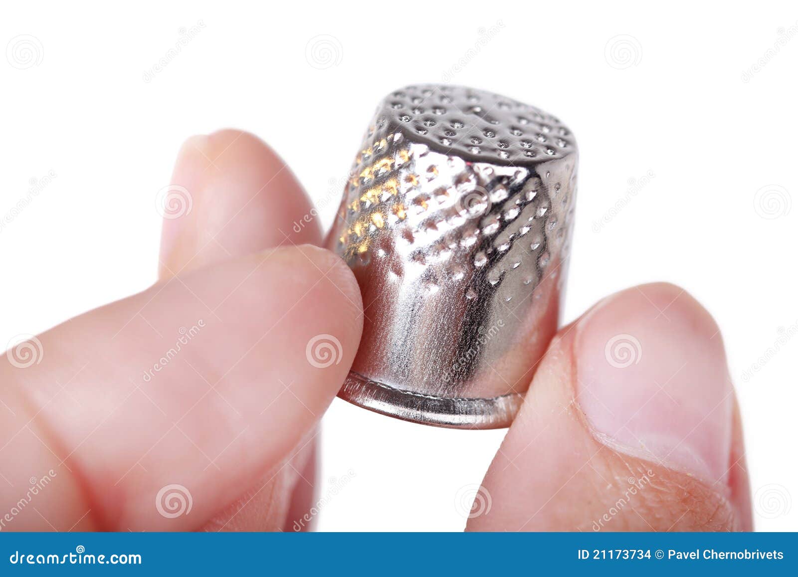Thimble in hand stock photo. Image of seamstress, stitch - 21173734