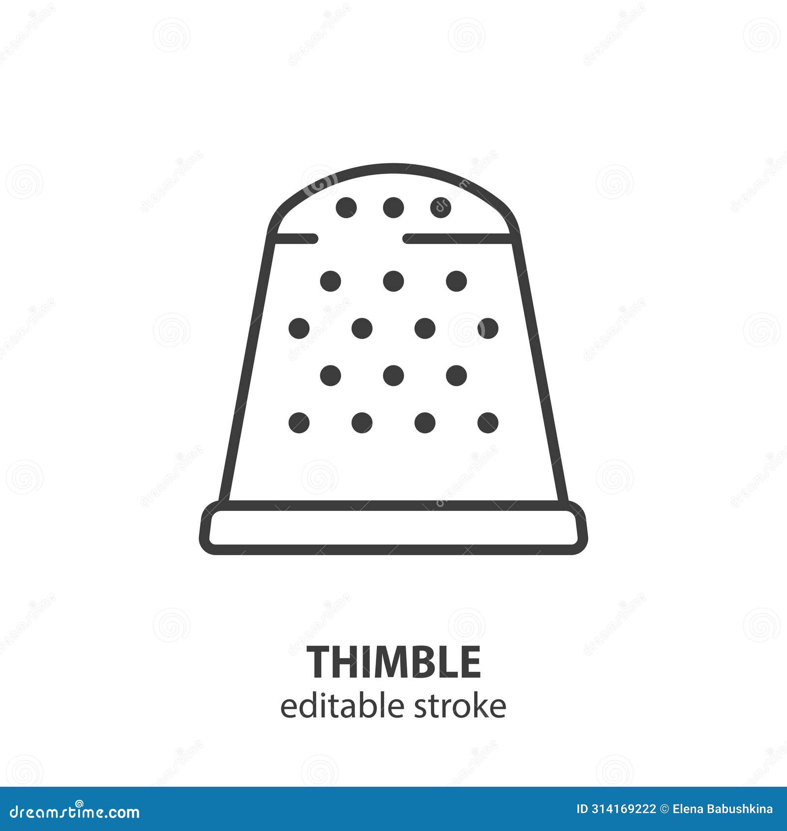 Thimble Line Icon. Tailor Equipment Outline Symbol. Editable Stroke ...