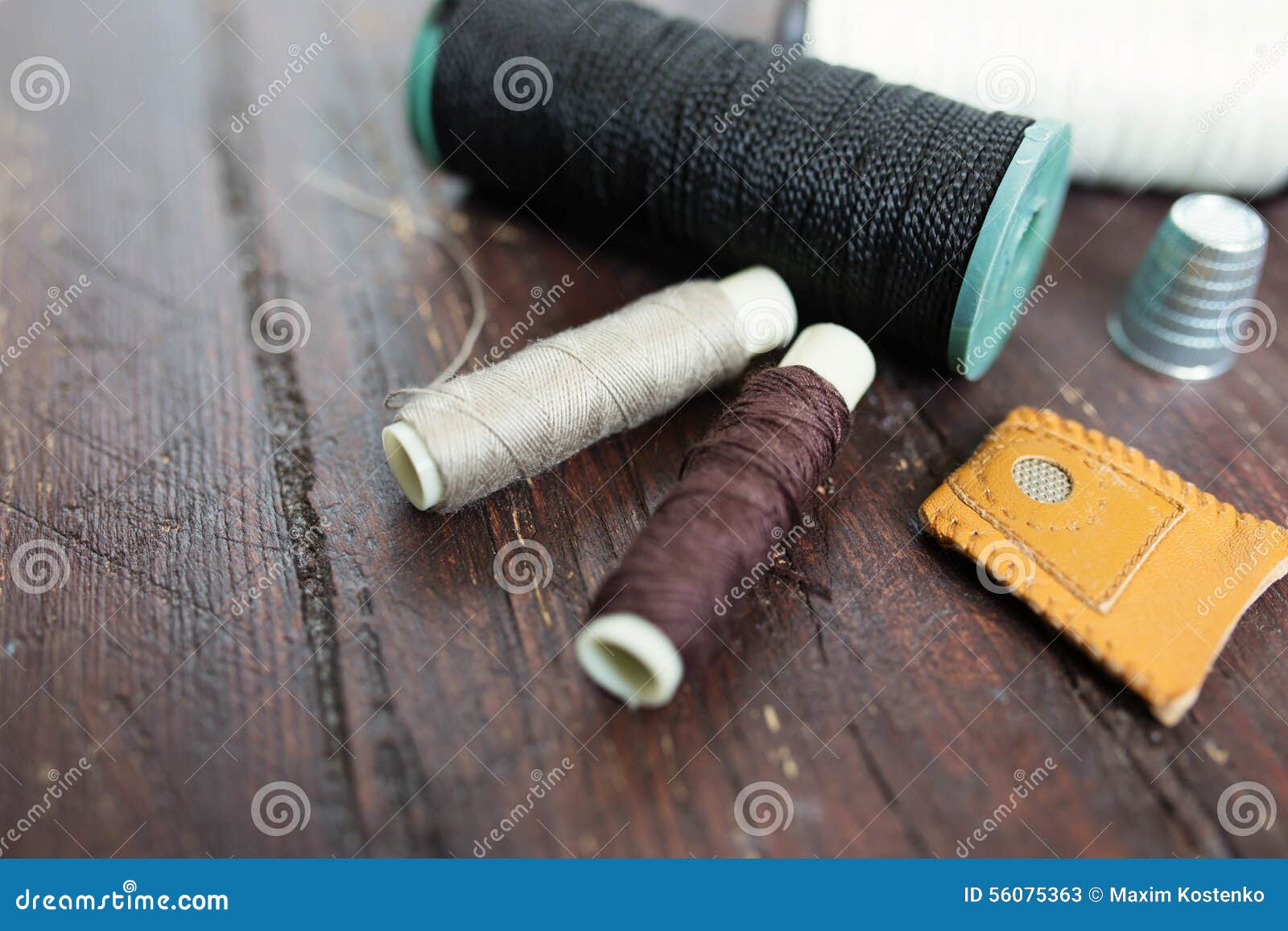 Thimble and Needles for Sewing Close-up Stock Image - Image of ...