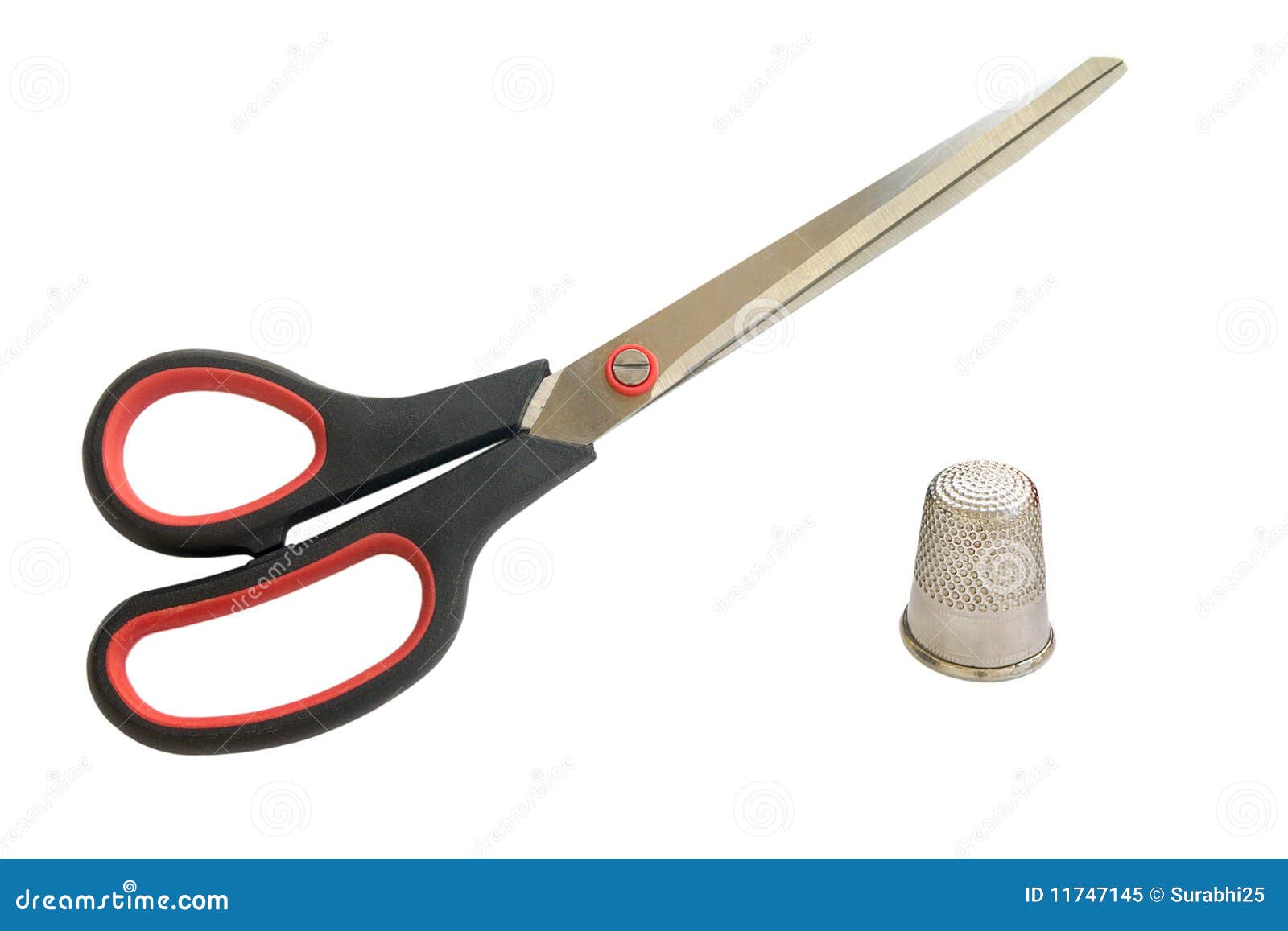 Thimble and scissors stock image. Image of cutting, work - 11747145