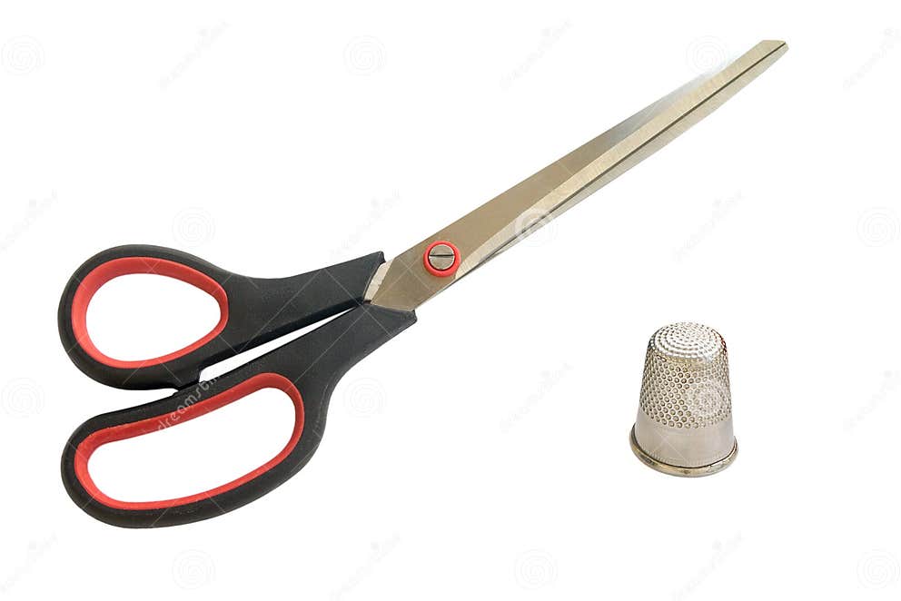 Thimble and scissors stock image. Image of cutting, work - 11747145