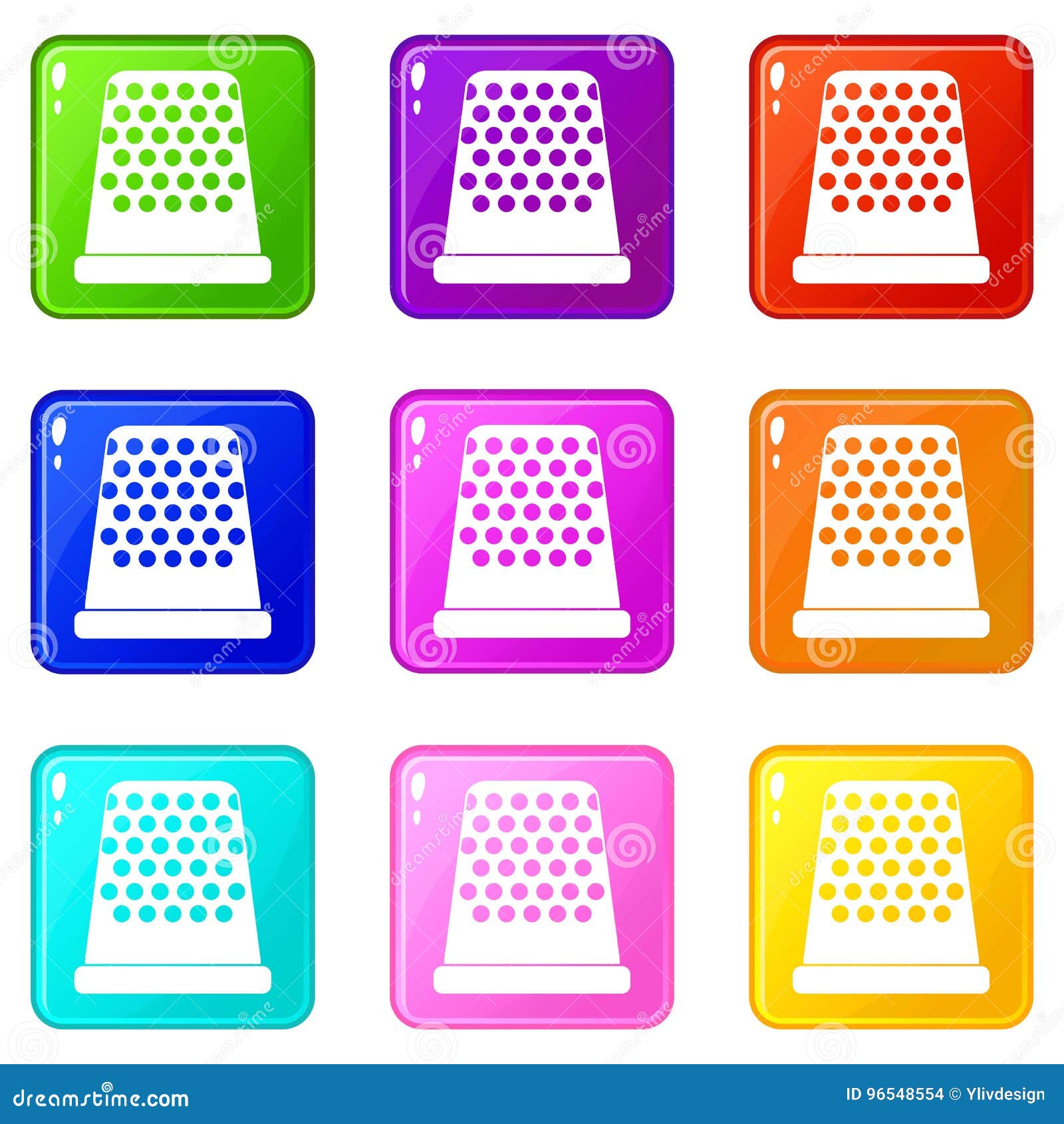 Thimble set 9 stock vector. Illustration of embroidery - 96548554