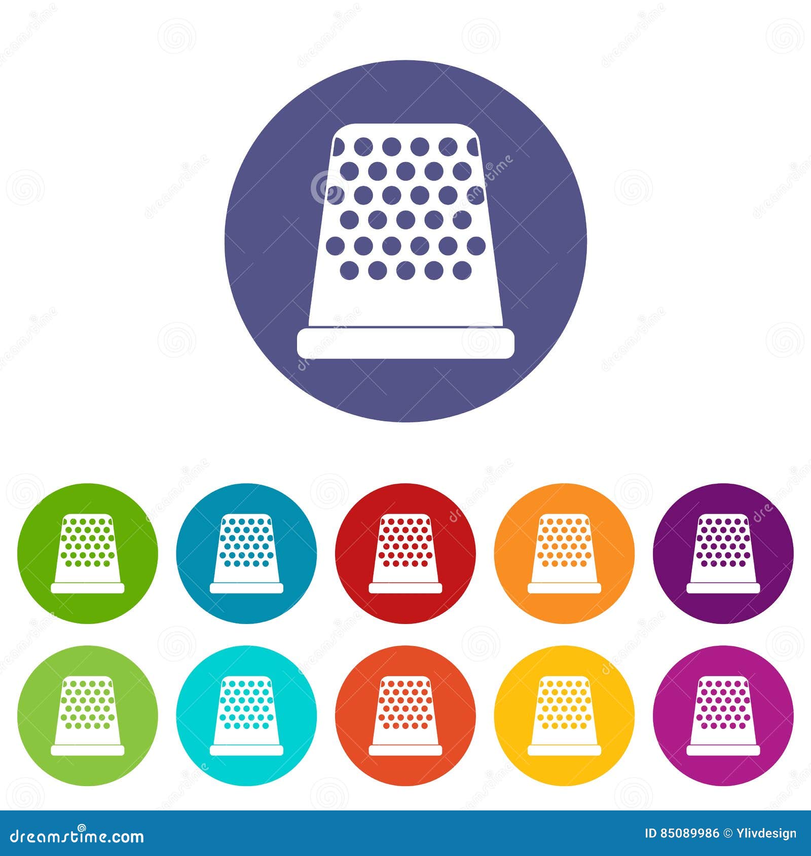 Thimble set icons stock vector. Illustration of quality - 85089986
