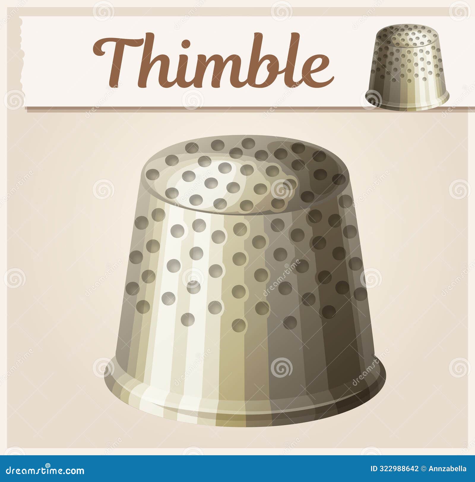Thimble Vector Icon, Tailor Tool Cartoon Illustration, Sewing Supply ...