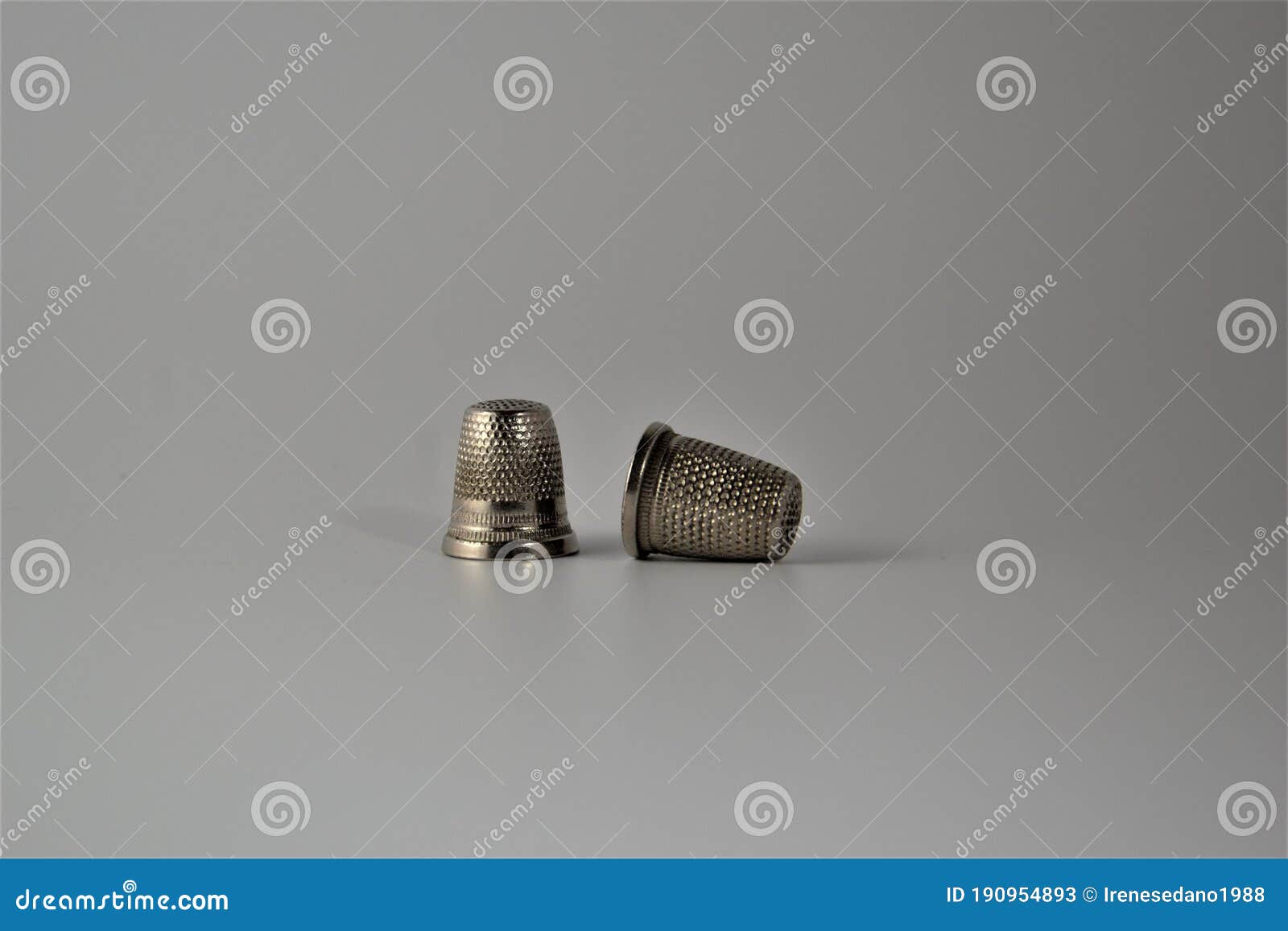 Thimble on White Desk Surface. Place for Text Stock Image - Image of ...