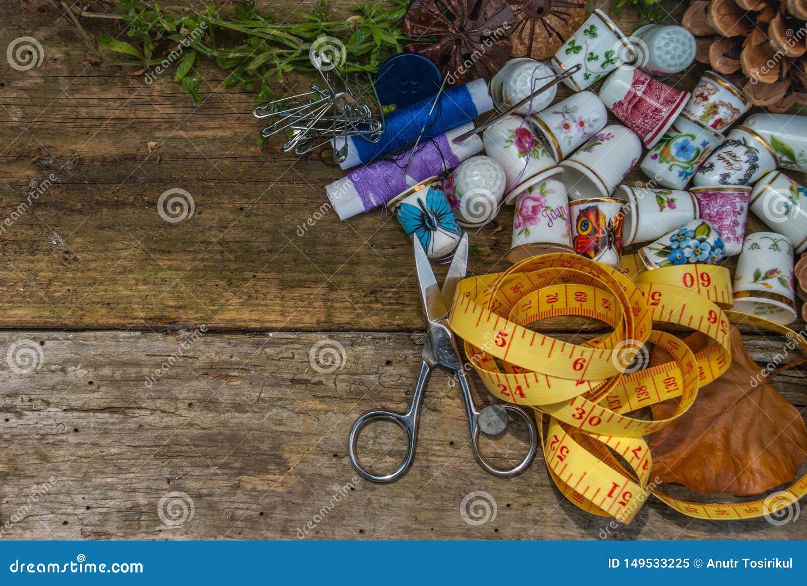 Thimbles, Used for Sewing and Needles Stock Image - Image of instrument ...
