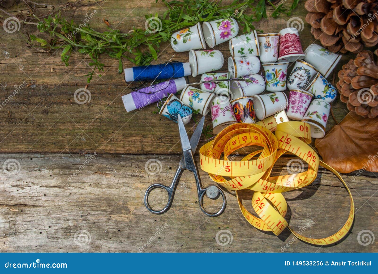 Thimbles, Used for Sewing and Needles Stock Photo - Image of thimble ...