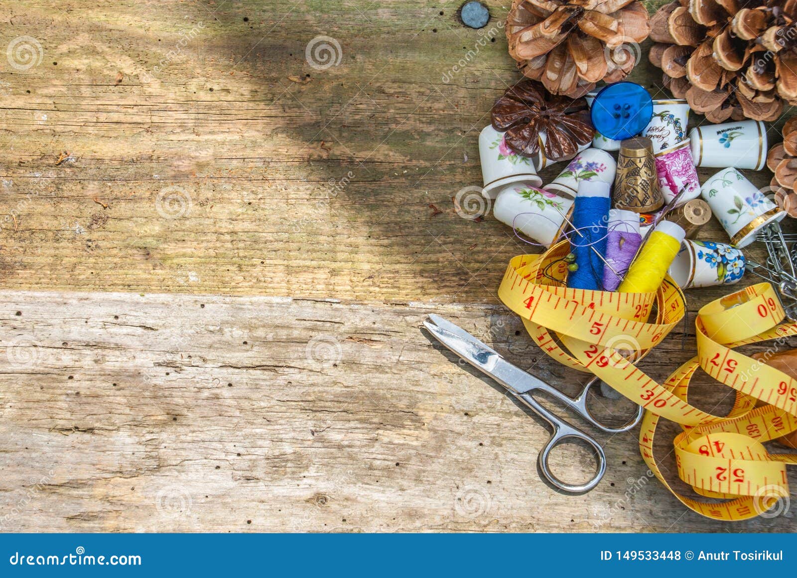 Thimbles, Used for Sewing and Needles Stock Photo - Image of scissors ...