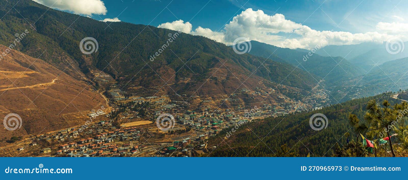 Aerial View of the Valley of Capital of Bhutan, Thimphu. Stock Image ...