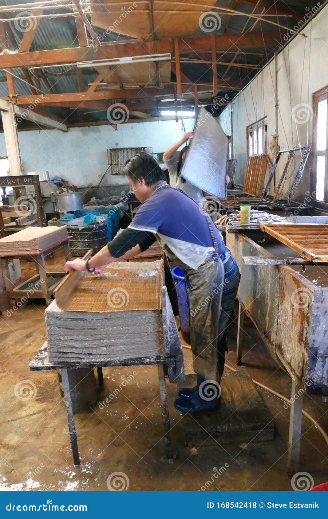 Workers Process Pulp at a Small Paper Factory Editorial Stock Photo ...