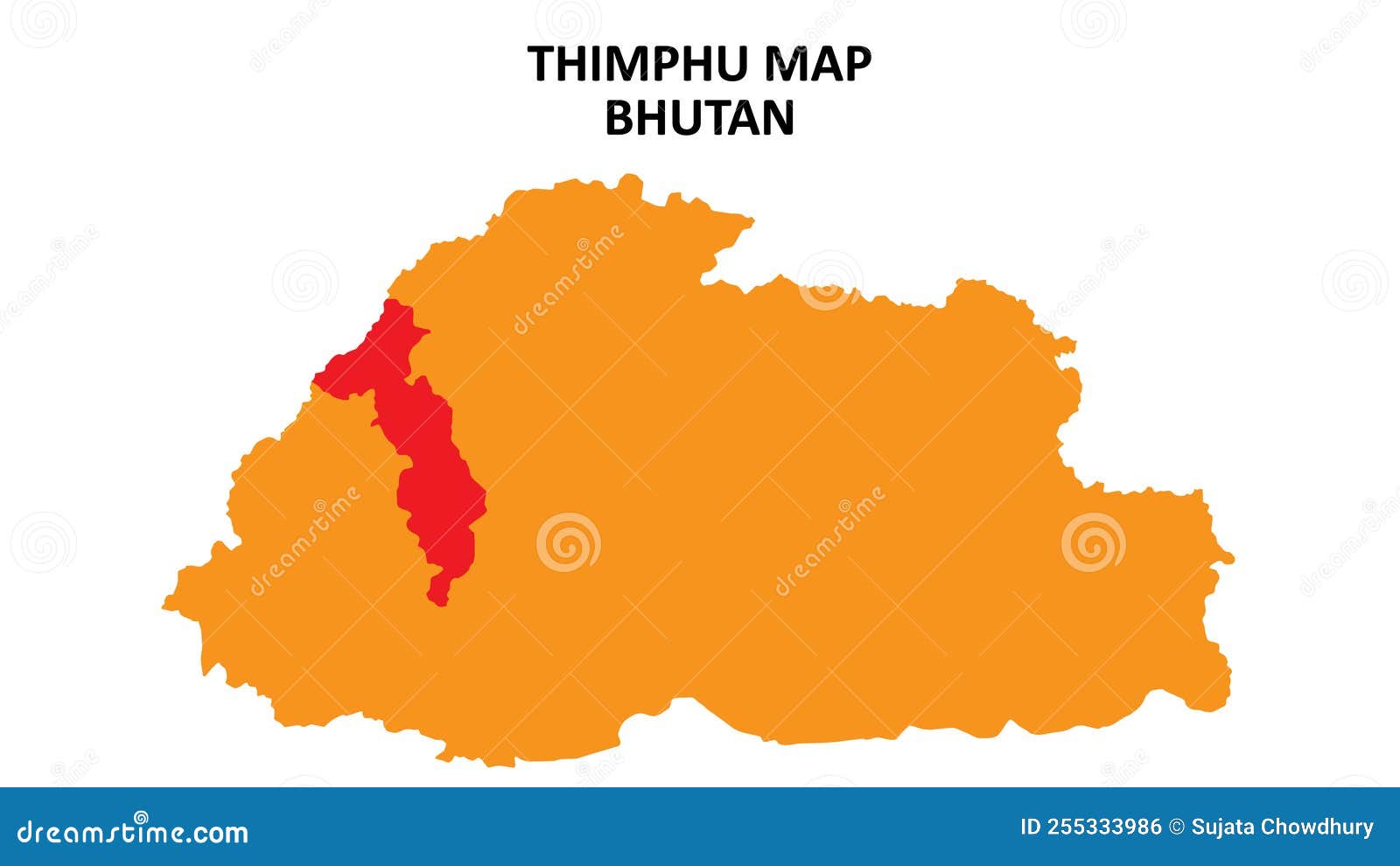 Thimphu State and Regions Map Highlighted on Bhutan Map Stock Vector ...