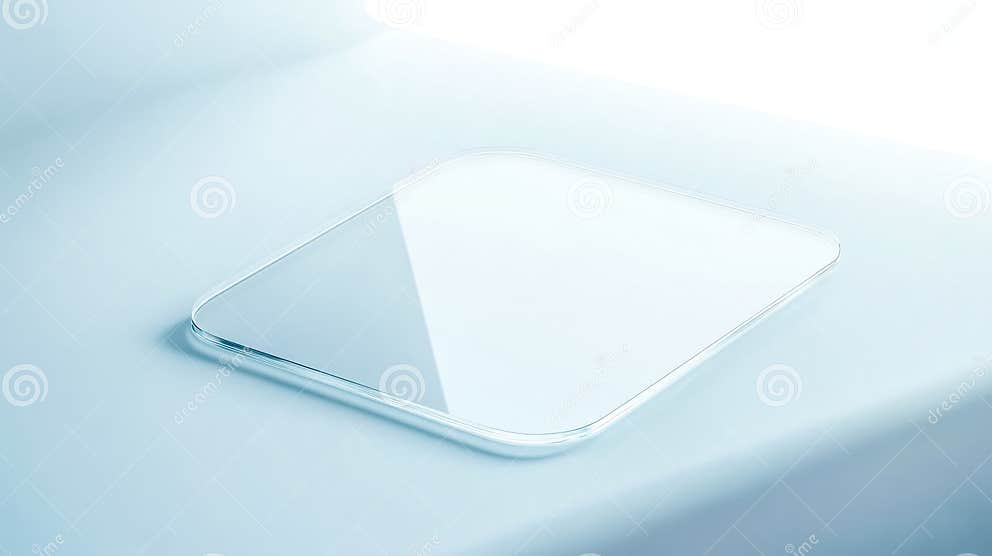 Thin Acrylic Sheet with Rounded Corners on a Blue Background Stock ...