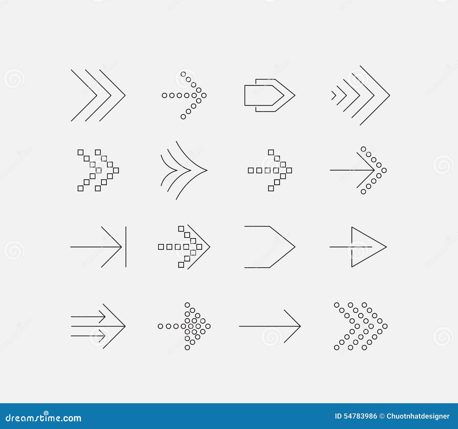 Thin arrow icon set stock vector. Illustration of drawing - 54783986