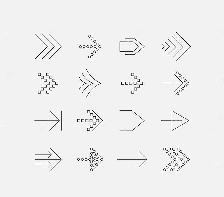 Thin arrow icon set stock vector. Illustration of drawing - 54783986