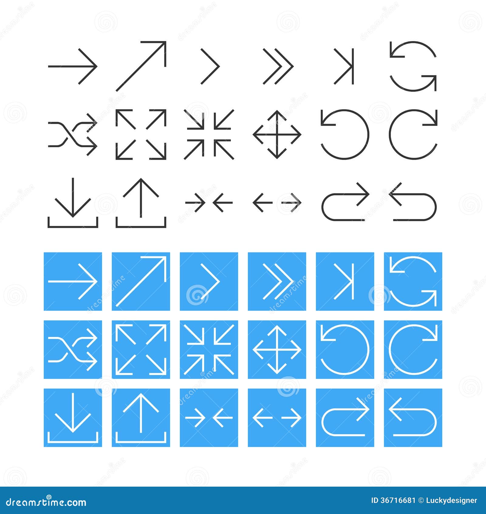 Thin Arrow Icon Set. Vector Illustration Stock Vector - Illustration of ...