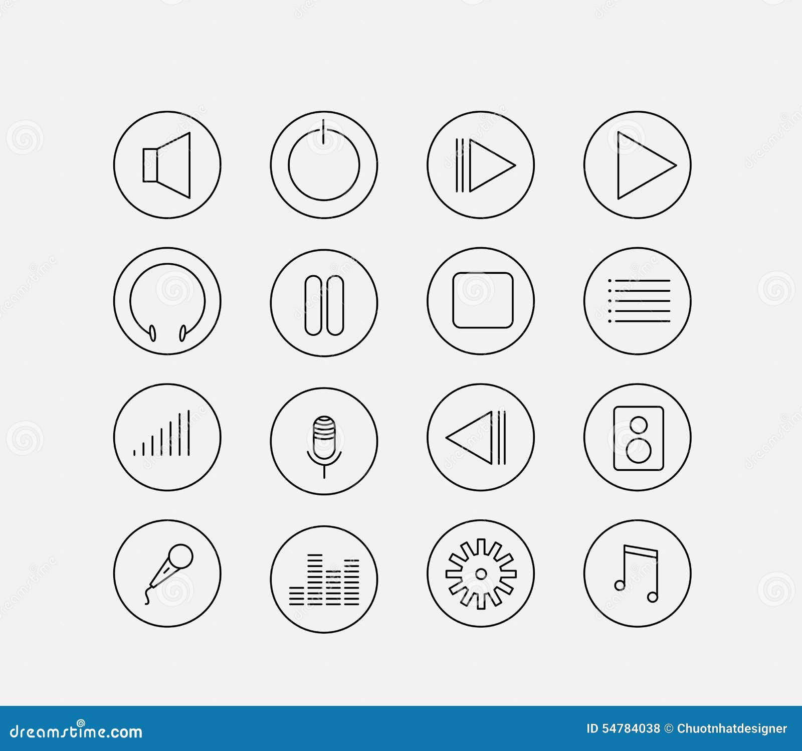 Thin audio icon set stock vector. Illustration of guitar - 54784038