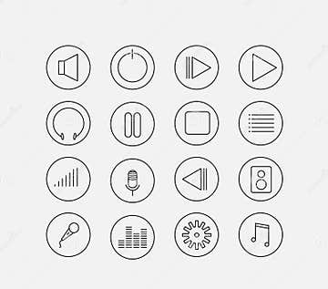 Thin audio icon set stock vector. Illustration of guitar - 54784038