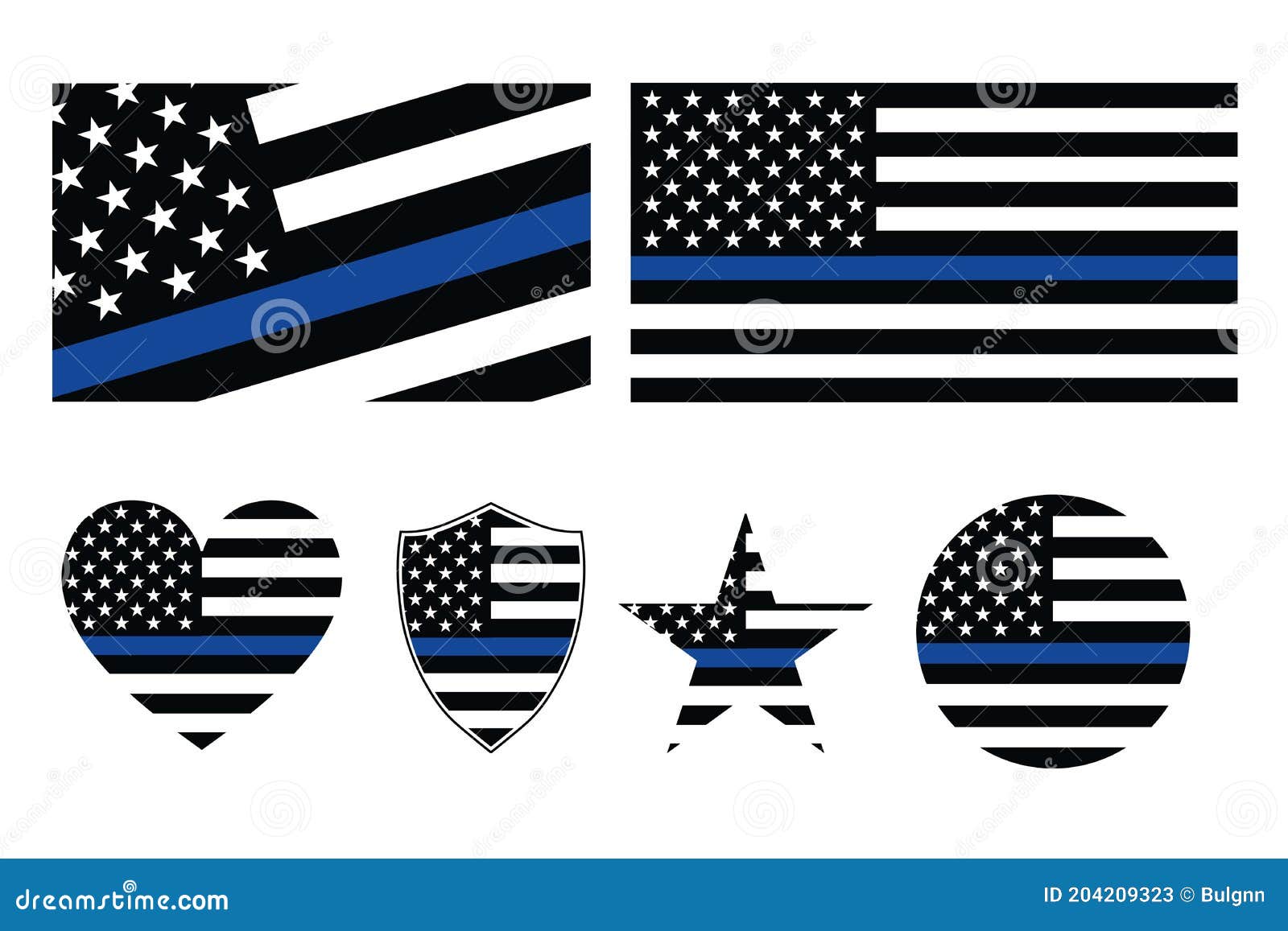 Thin Blue Line Flag. Simple Icon Set. Flat Style Element for Graphic ...