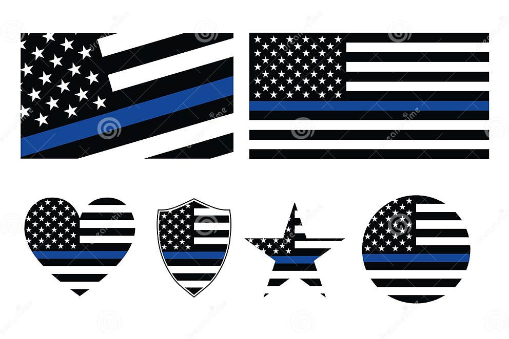 Thin Blue Line Flag. Simple Icon Set. Flat Style Element for Graphic ...