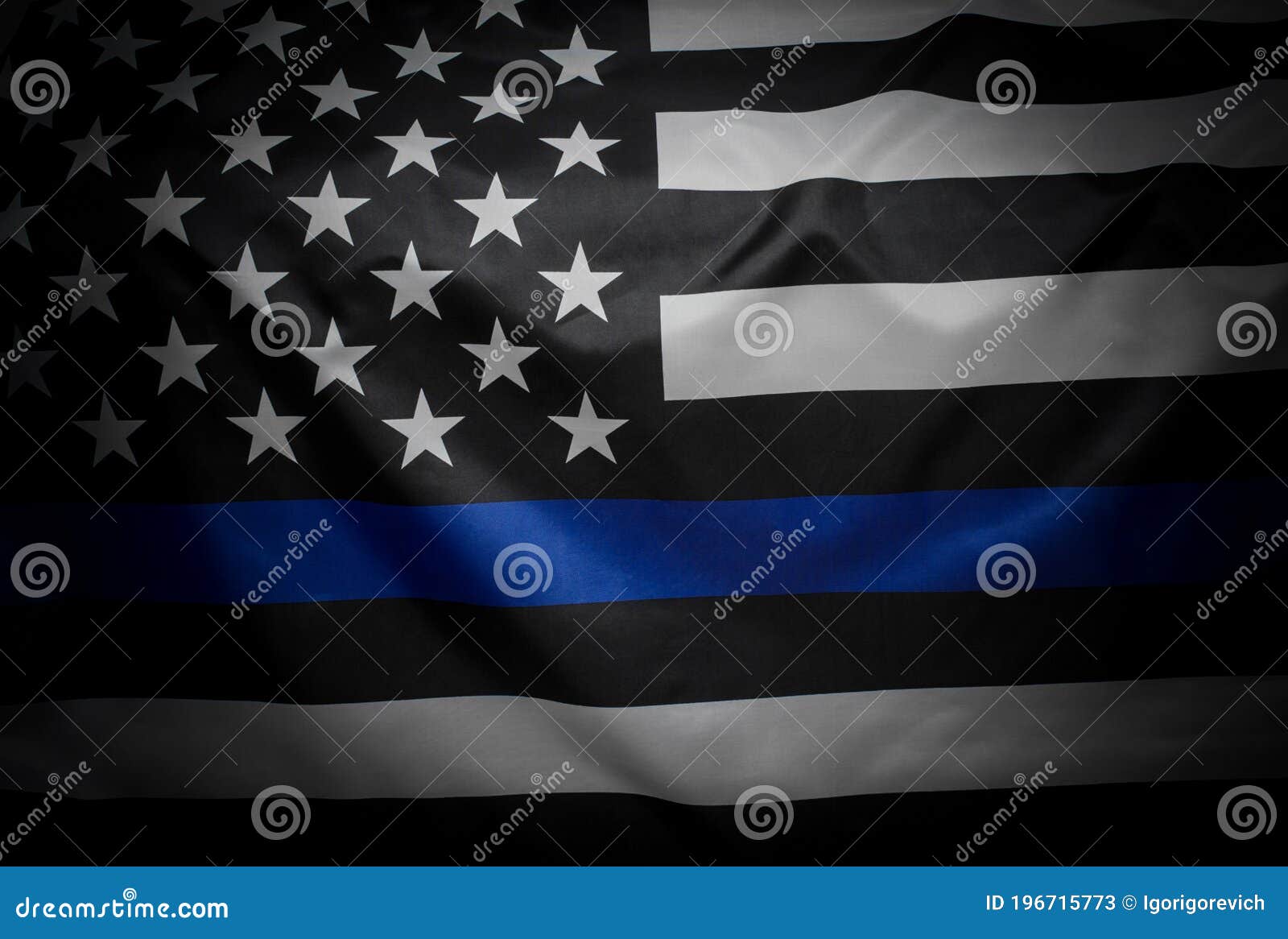 Police Thin Blue Line Flag stock image. Image of wavy - 196715773