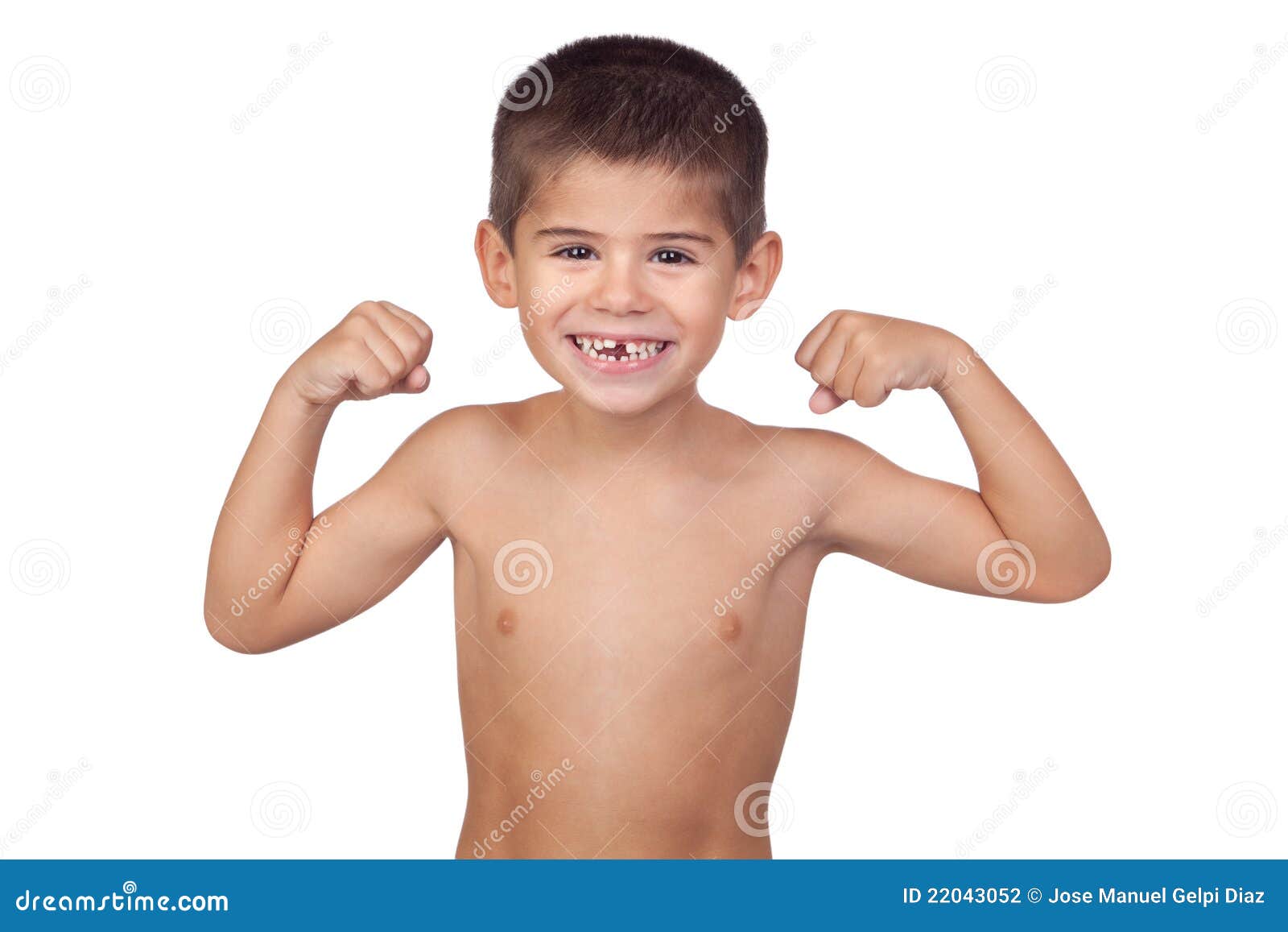 Thin Boy Showing His Muscles Stock Photo - Image of child, childhood ...