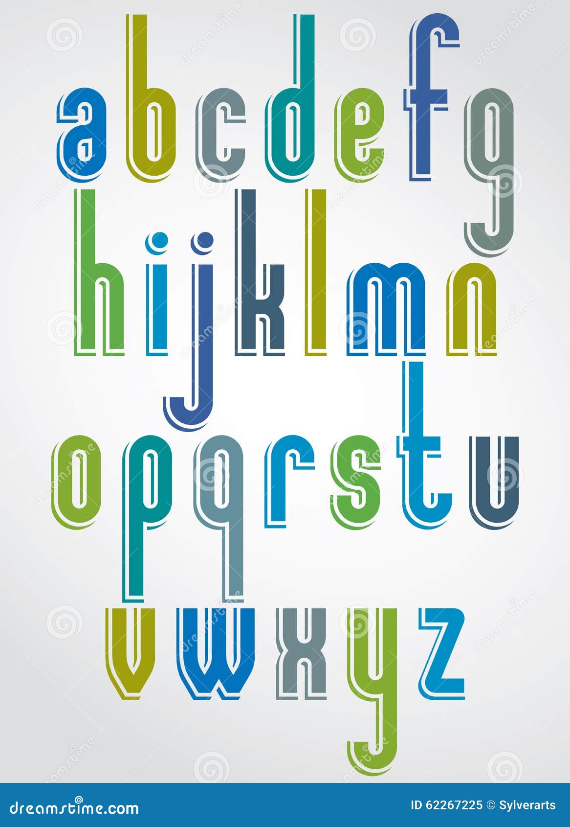 Thin Bright Font, Rounded Lowercase Letters with White Stock Vector ...