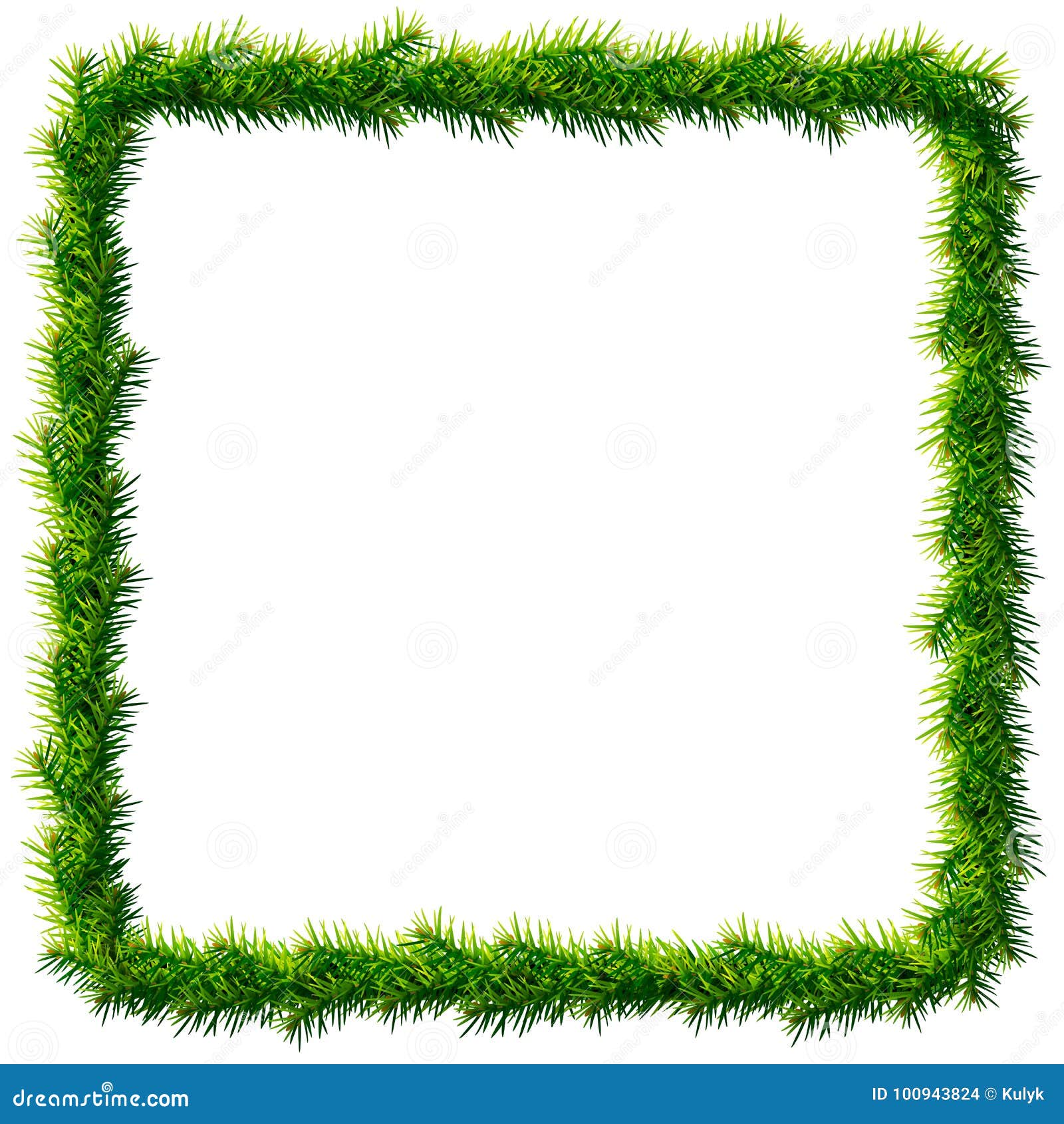 Thin Christmas Square Wreath without Decoration Stock Vector ...