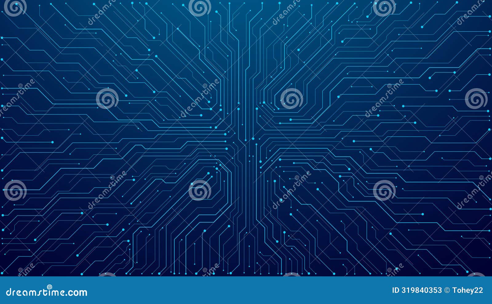 Thin Circuit Trace Lines in Blue on a Dark Technology Background. Stock ...