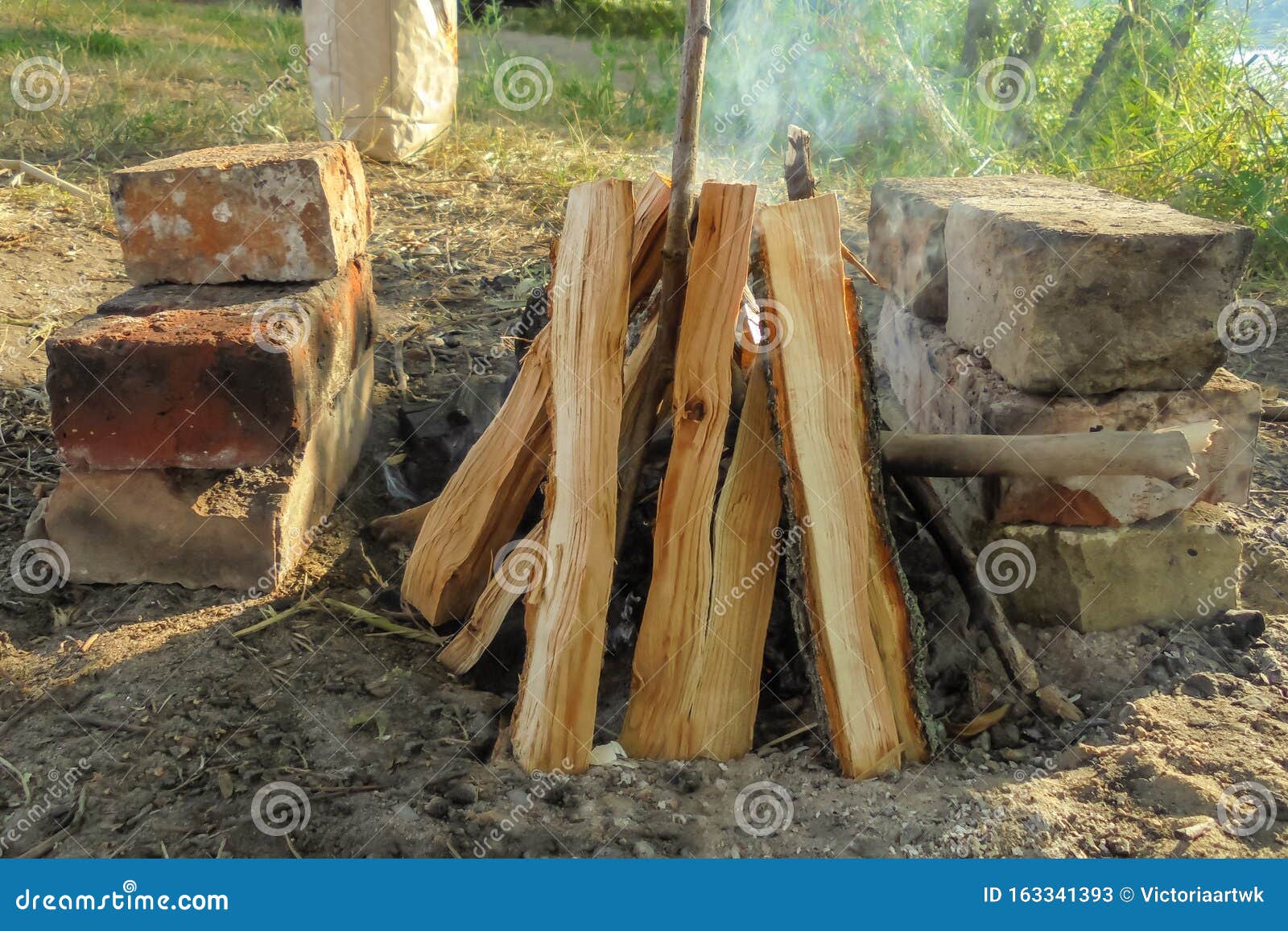 Thin Dry Chips are Melted and Smoke at the Stake Stock Image - Image of ...