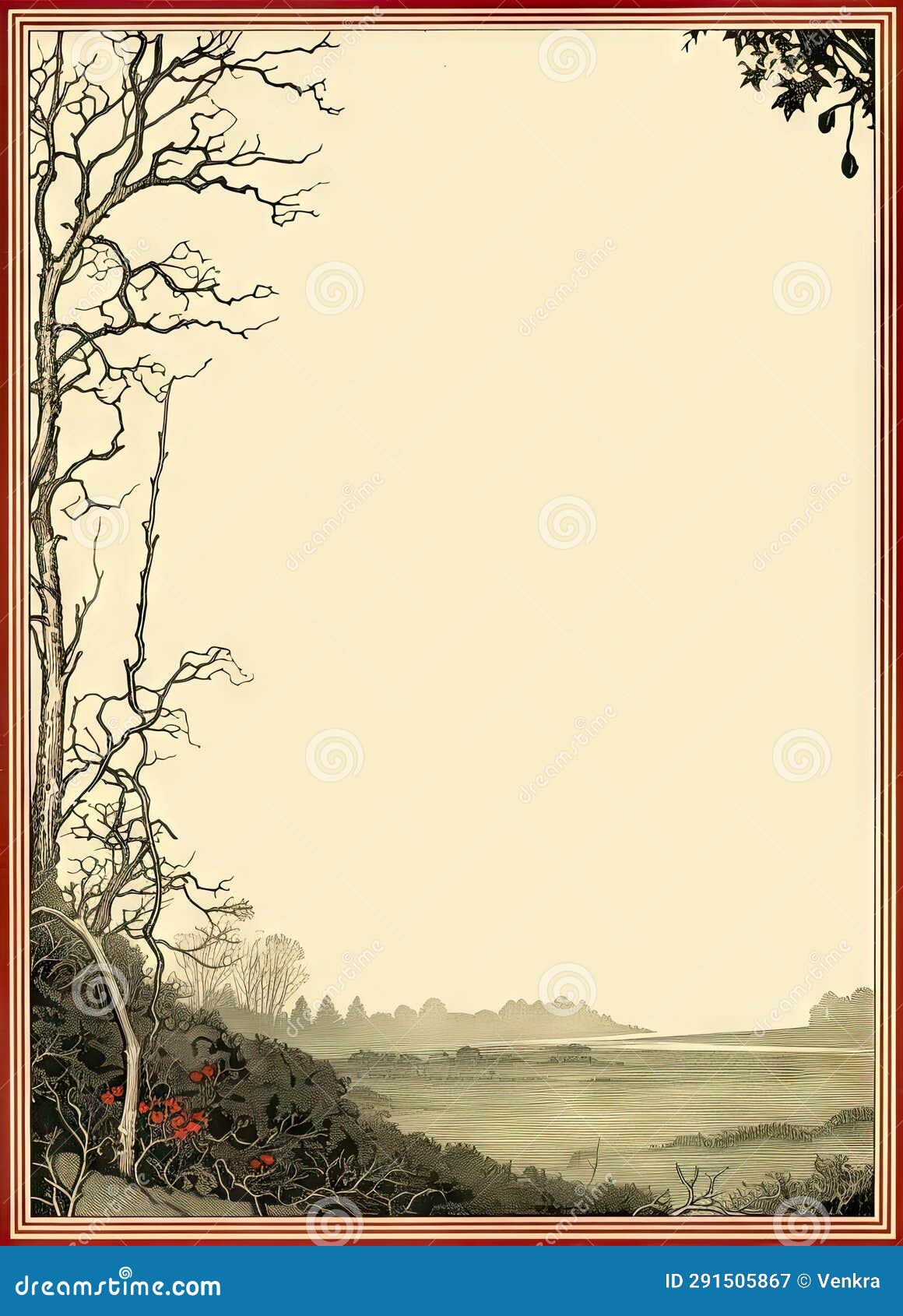 Thin Empty Page Border For Greeting Cards Or Invitations Stock Image ...