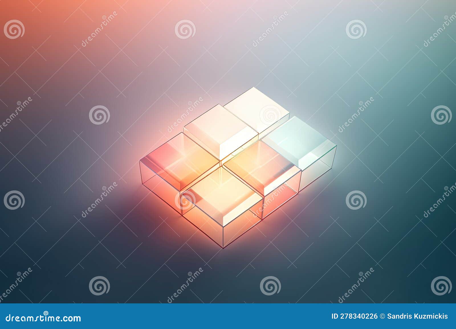 4 Thin Glowing Squares Arranged In 2x2 Formation, Connected To Each ...