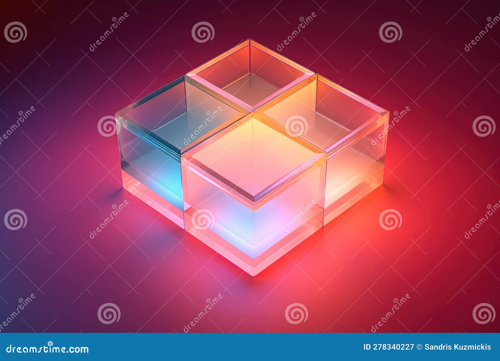 4 Thin Glowing Squares Arranged In 2x2 Formation, Connected To Each ...