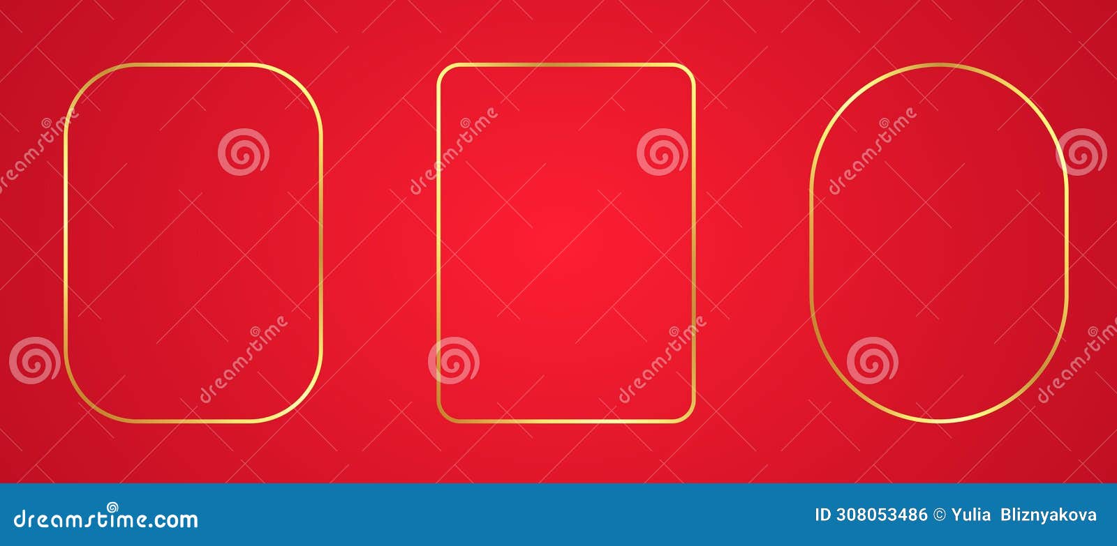 Thin Gold Frame of Different Shapes. Rectangular Linear Border for ...