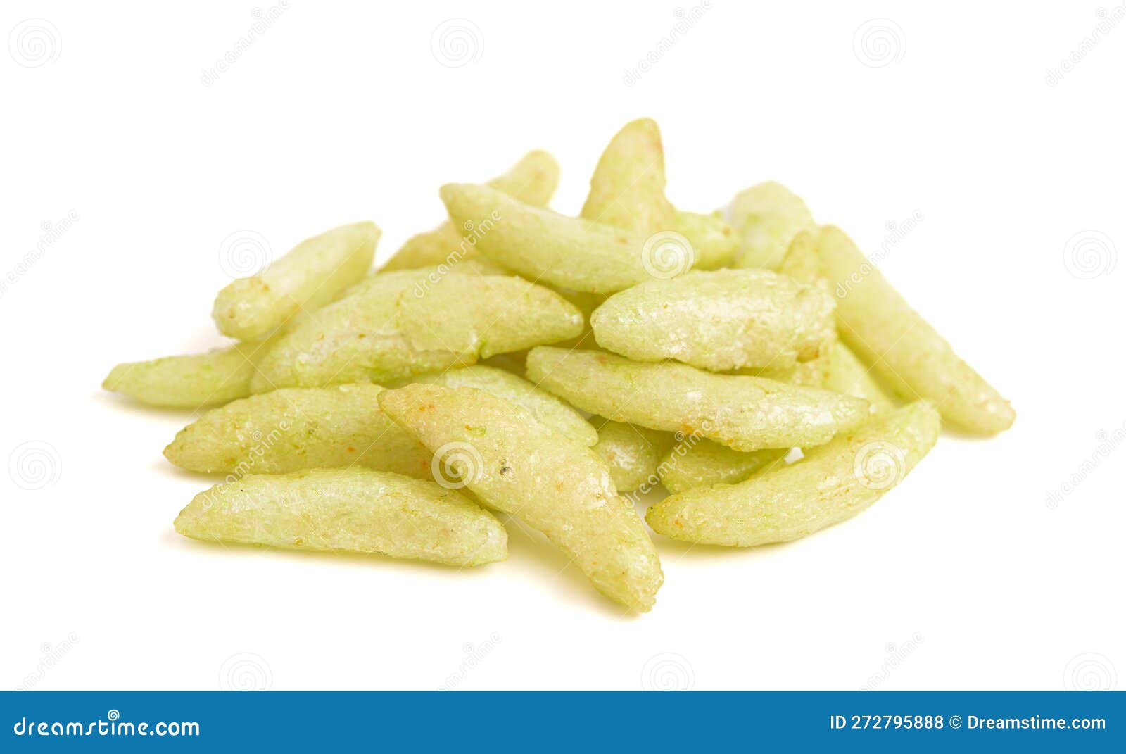 Thin Green Wasabi Rice Crackers on a White Background Stock Photo ...