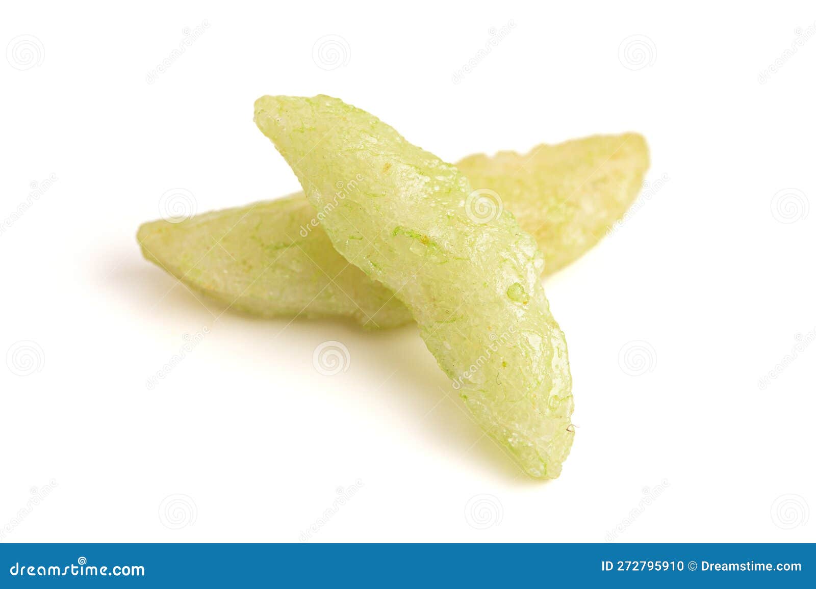Thin Green Wasabi Rice Crackers on a White Background Stock Photo ...