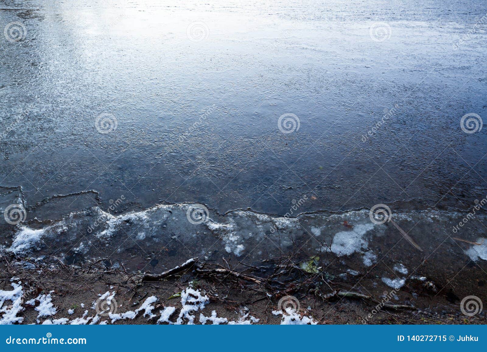 Thin Ice on Lake Water Surface Stock Image - Image of water, weak ...