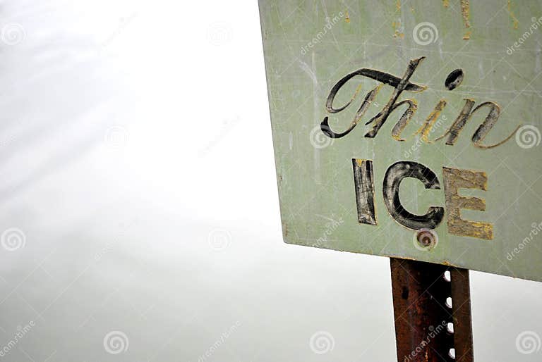 Thin Ice sign stock image. Image of grey, outdoor, danger - 10865477