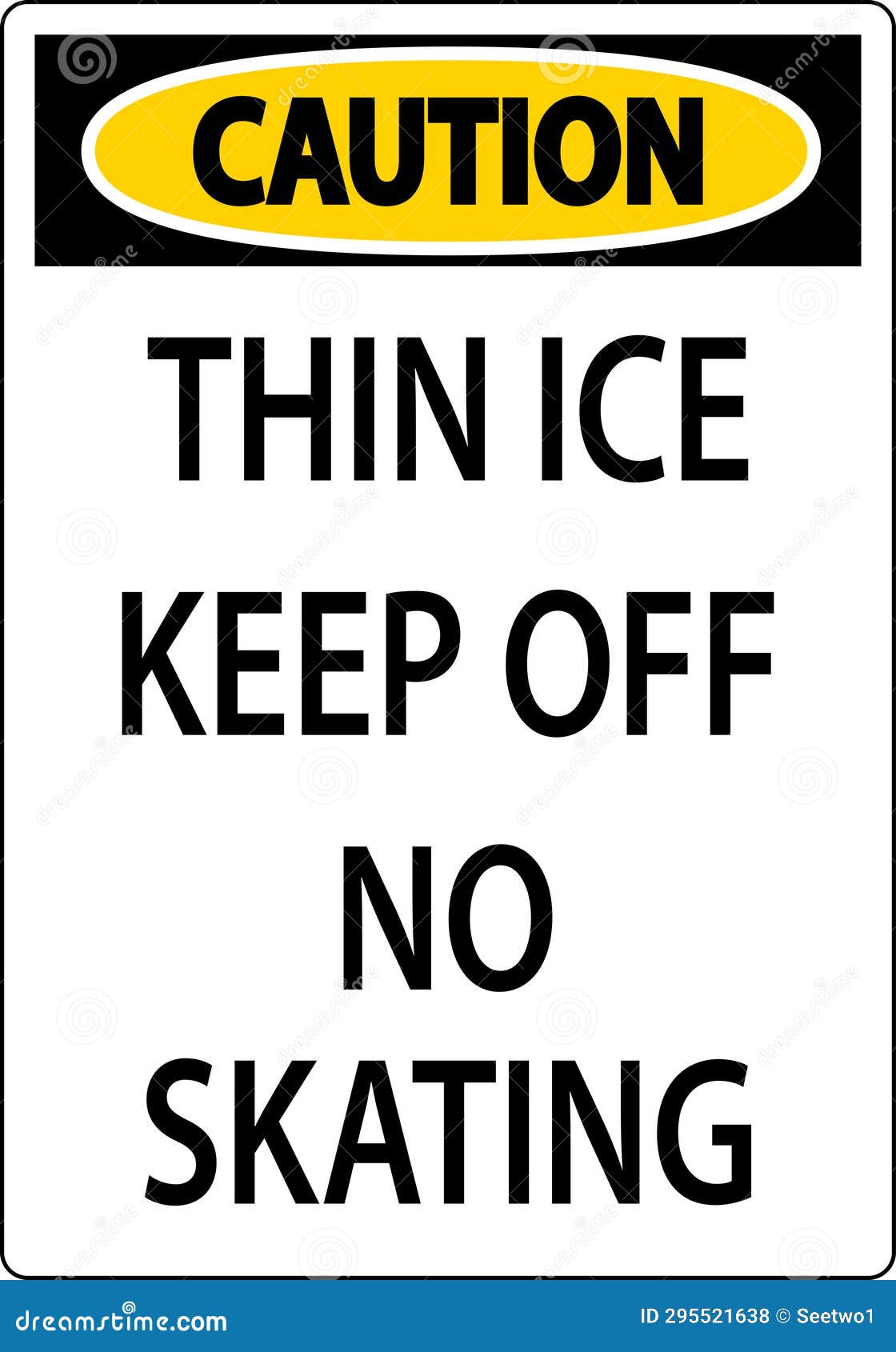 Thin Ice Sign Caution - Thin Ice Keep Off No Skating Stock Vector - Illustration of people ...