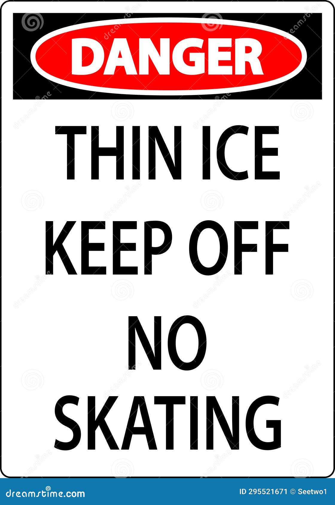 Thin Ice Sign Danger - Thin Ice Keep Off No Skating Stock Vector ...