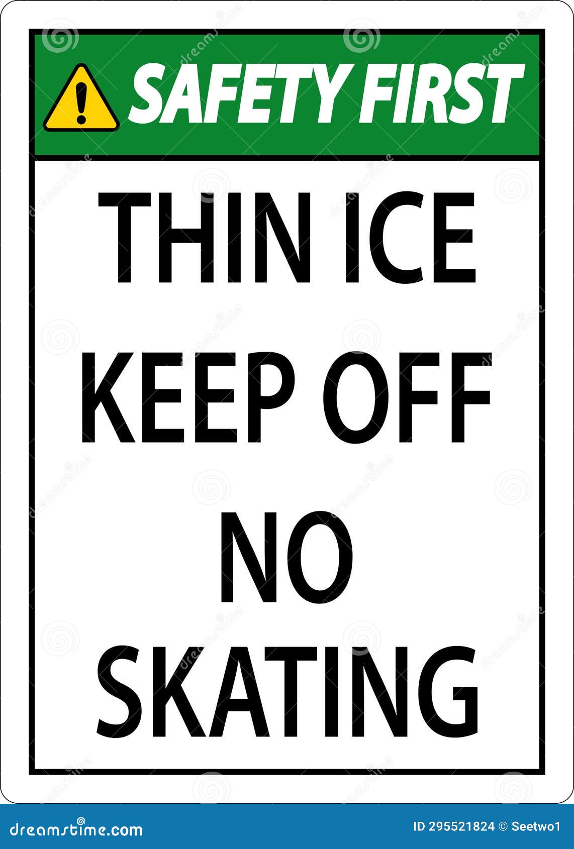 Thin Ice Sign Safety First - Thin Ice Keep Off No Skating Stock Vector ...