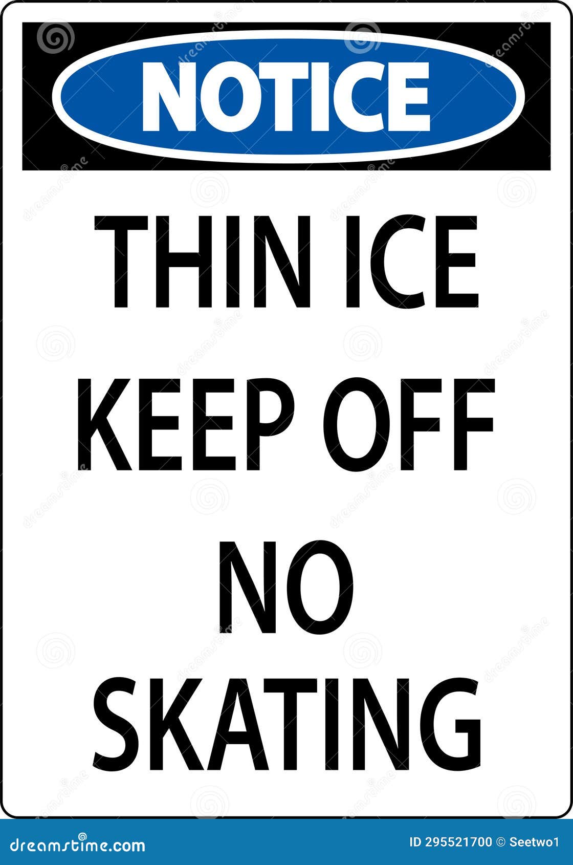 Thin Ice Sign Warning - Thin Ice Keep Off No Skating Stock Vector ...
