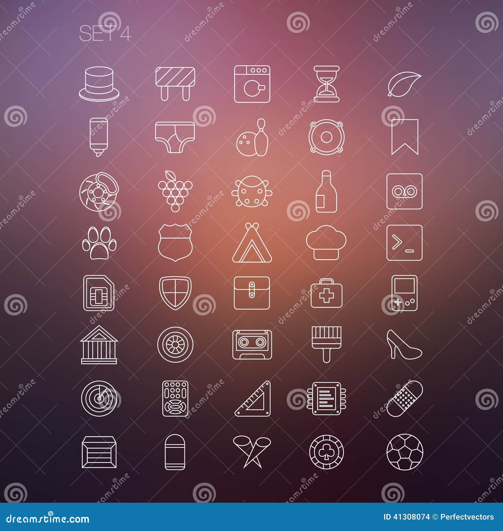 Thin Icon Set 4 stock vector. Illustration of bank, casino - 41308074