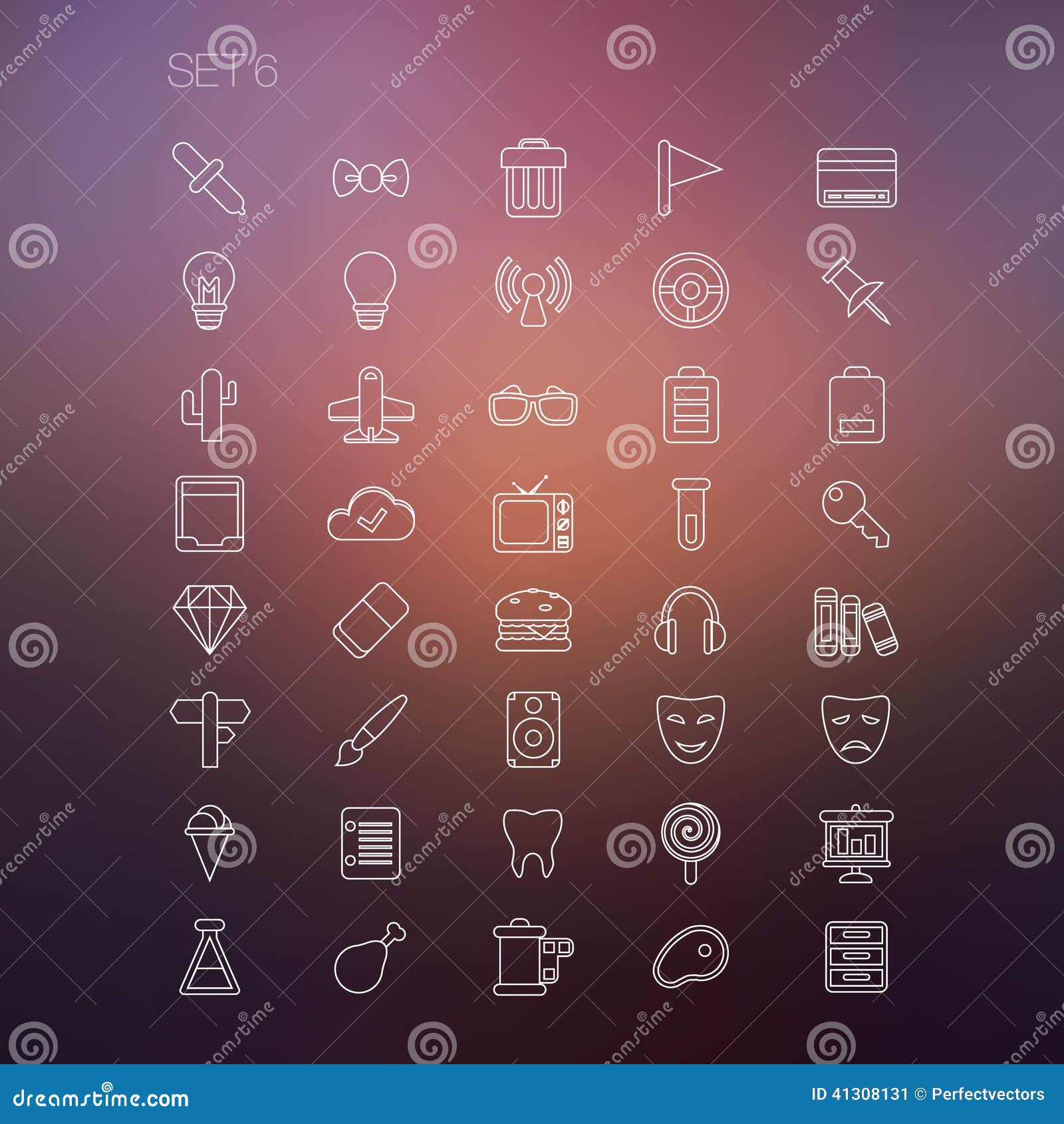 Thin Icon Set 6 stock vector. Illustration of film, books - 41308131