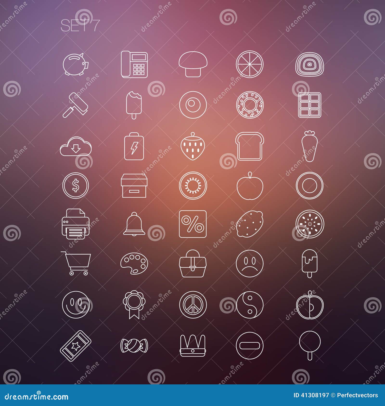 Thin Icon Set 7 stock vector. Illustration of apple, file - 41308197