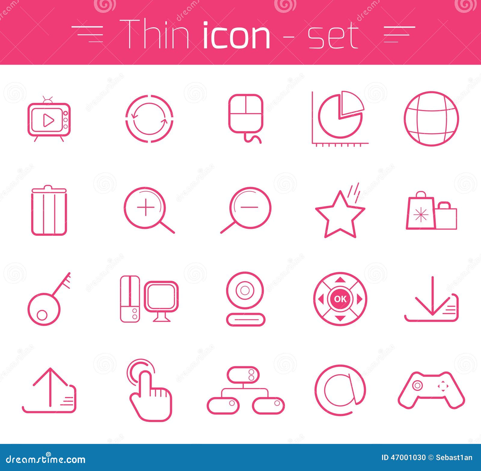 Thin Icons stock vector. Illustration of color, design - 47001030