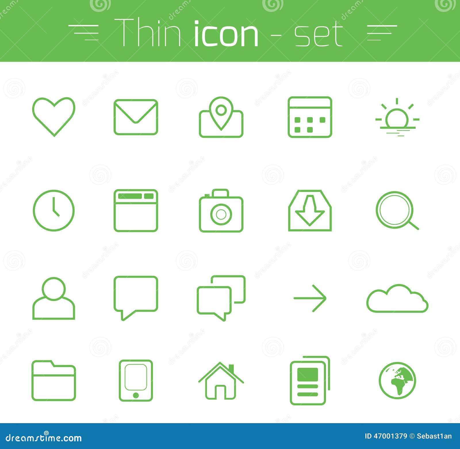 Thin Icons stock vector. Illustration of gear, dollar - 47001379