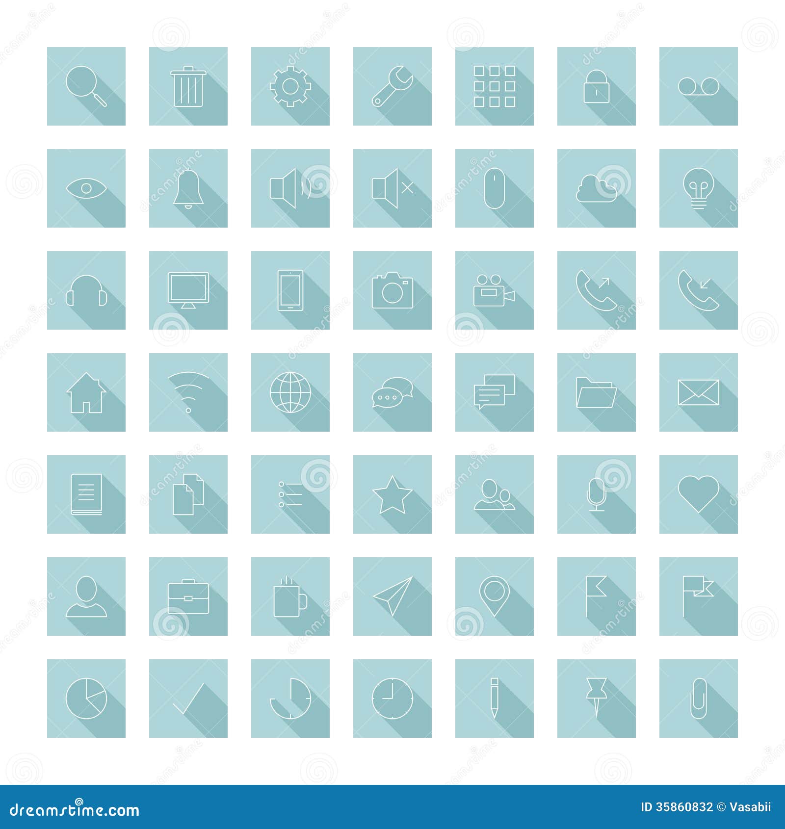 Thin icons stock vector. Illustration of collection, lock - 35860832